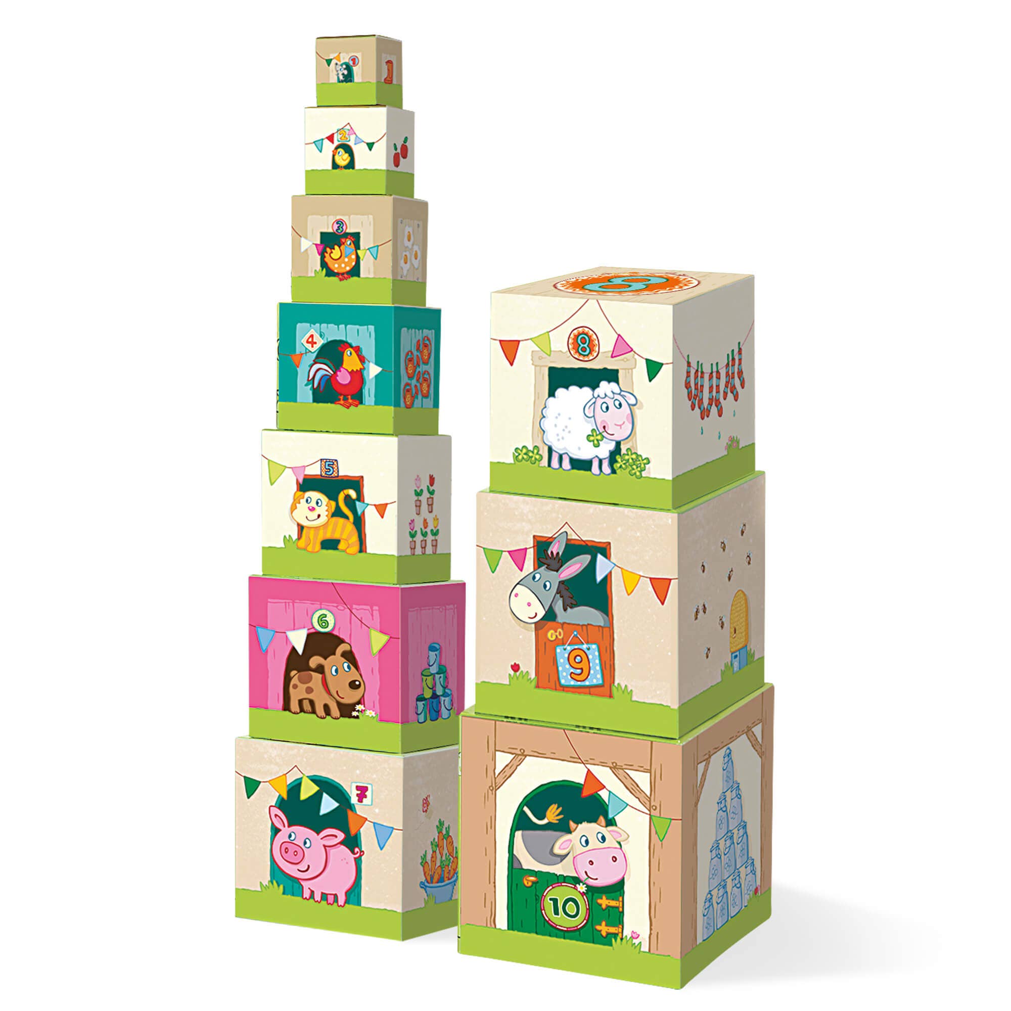 On the Farm Cardboard Stacking & Nesting Cubes – Pebbles Toys & Gifts